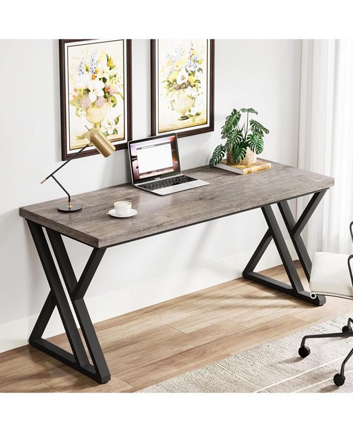 Tribesigns Writing Computer Desk, 55 inch Heavy Duty Study Desk with Z ...