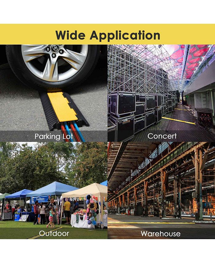 Yescom 2 Channel Cable Protector Ramp Rubber Electrical Wire Cover Cord ...