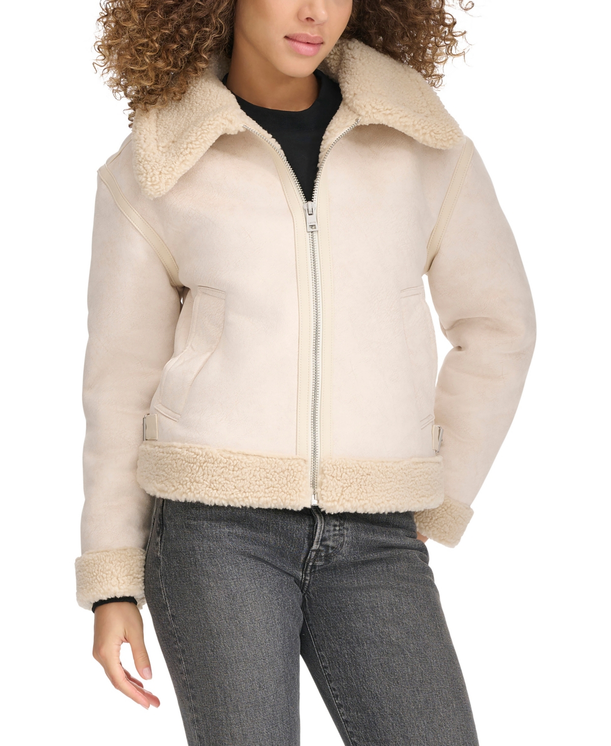 Click here for Levis Womens Faux Shearling Aviator Jacket - Almon... prices