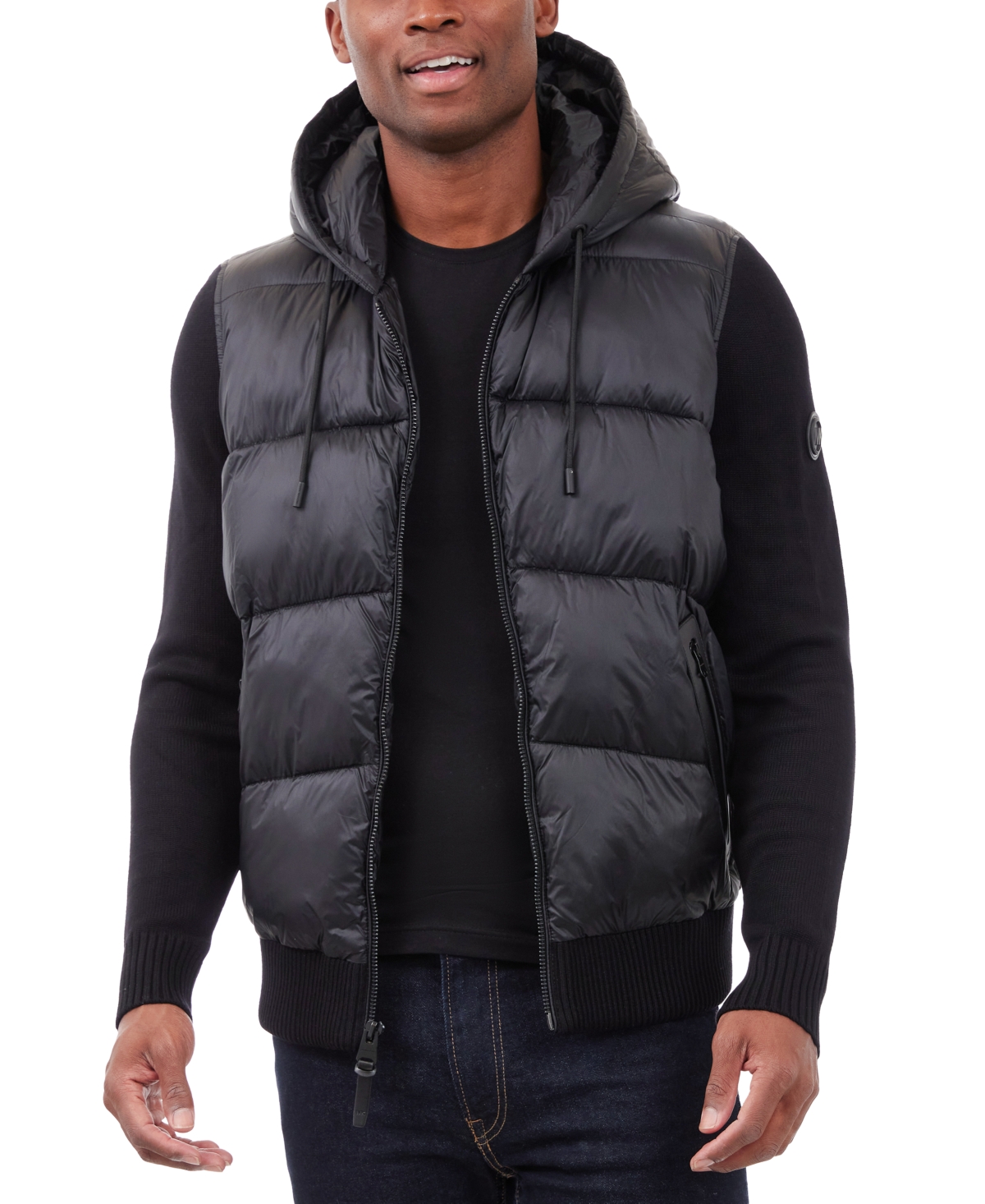 Click here for Michael Kors Mens Mixed-Media Hooded Zip Sweater J... prices