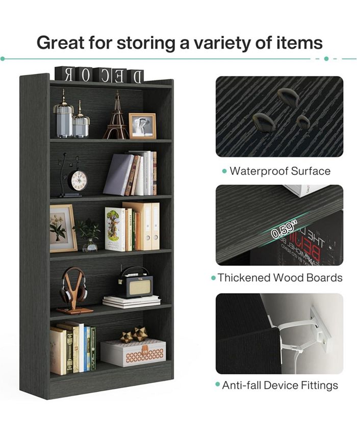Tribesigns 72-inch Tall Bookcase, Modern 6-Tier Black Library Bookshelf ...