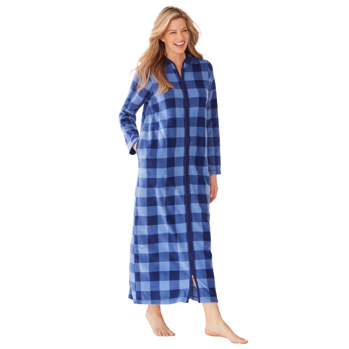 Click here for Dreams & Co. Womens Plus Size Plush Zip-Front Robe... prices