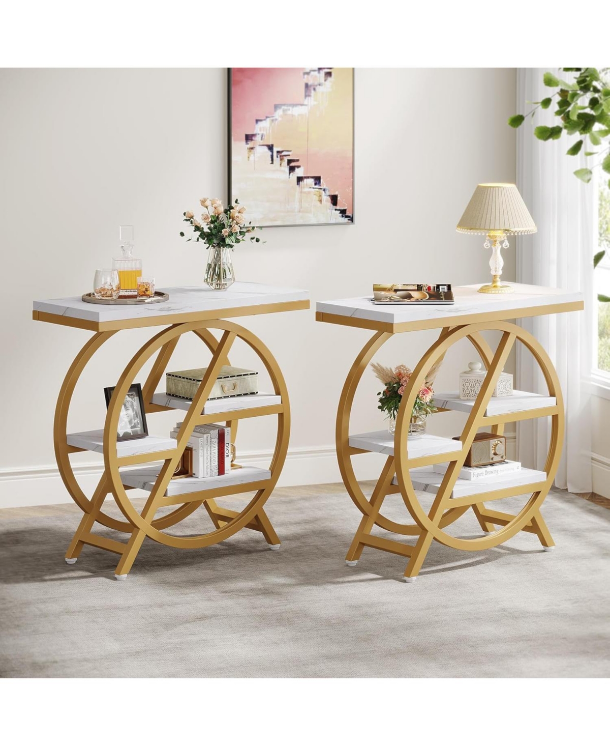 Click here for Tribesigns End Table  3-Tier Faux Marble Side Tabl... prices