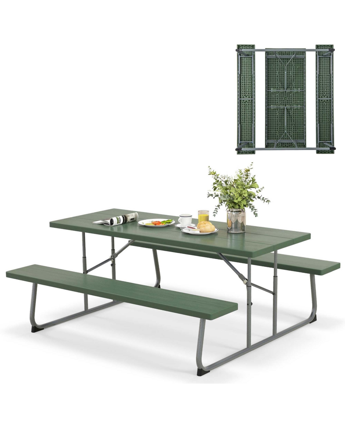Click here for Costway Folding Picnic Table with Wood-like Tablet... prices