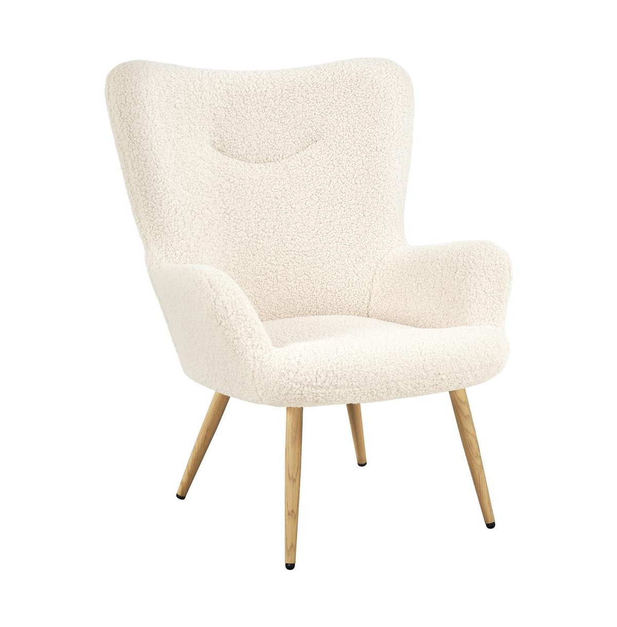 Click here for Yaheetech Boucle Accent Chair with Wood-tone Metal... prices