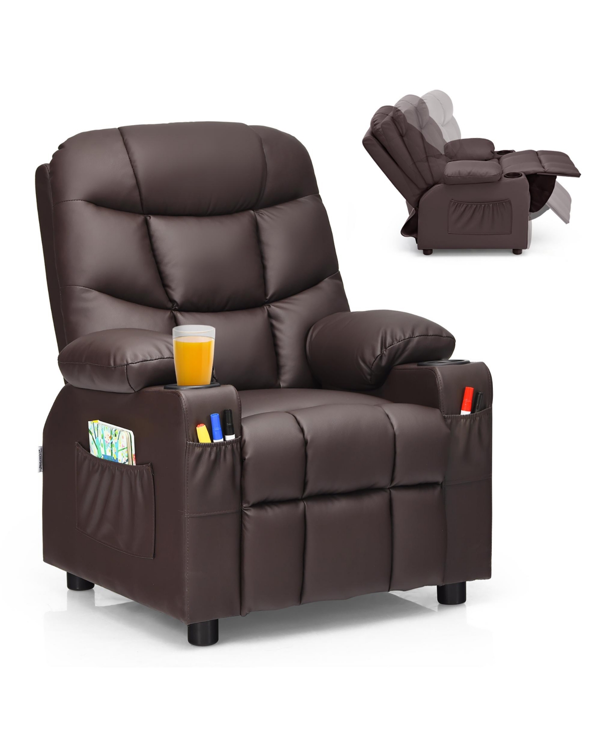 Click here for Kids Youth Recliner Chair Pu Leather w/Cup Holders... prices