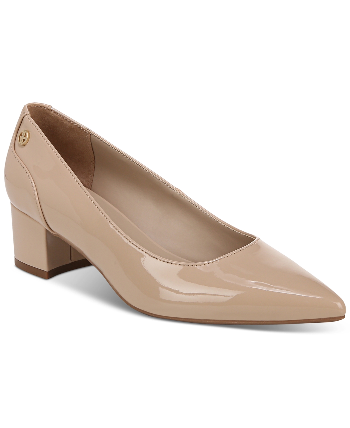 Giani Bernini Womens Blakelyy Memory Foam Pointed Toe Block Heel Pumps  Created for Macys - Nude Patent