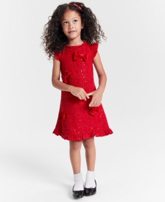 Rare Editions Little Girls Sequin Tweed Dress Social Dress with ...