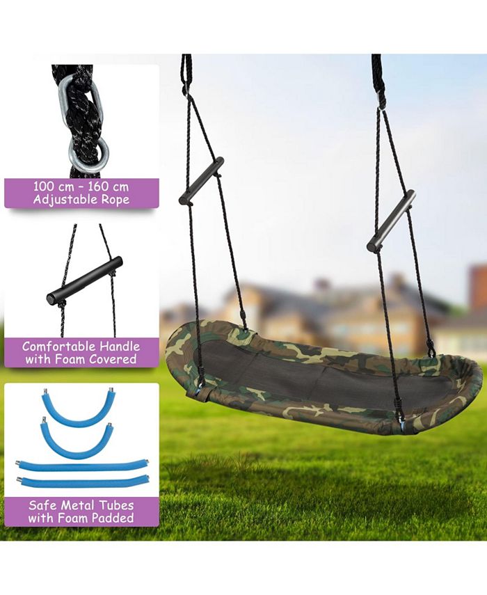 SUGIFT Saucer Tree Swing Surf Kids Outdoor Adjustable Oval Platform Set ...
