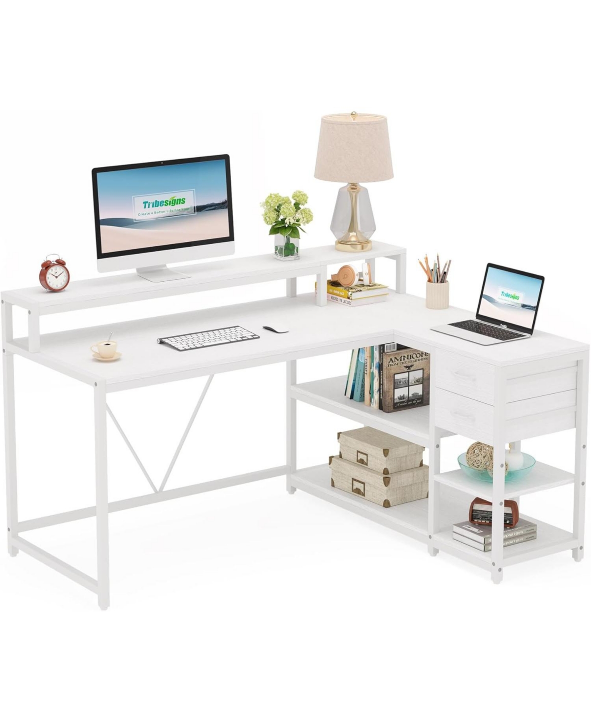 Click here for Tribesigns 55-inches Reversible L Shaped Desk with... prices