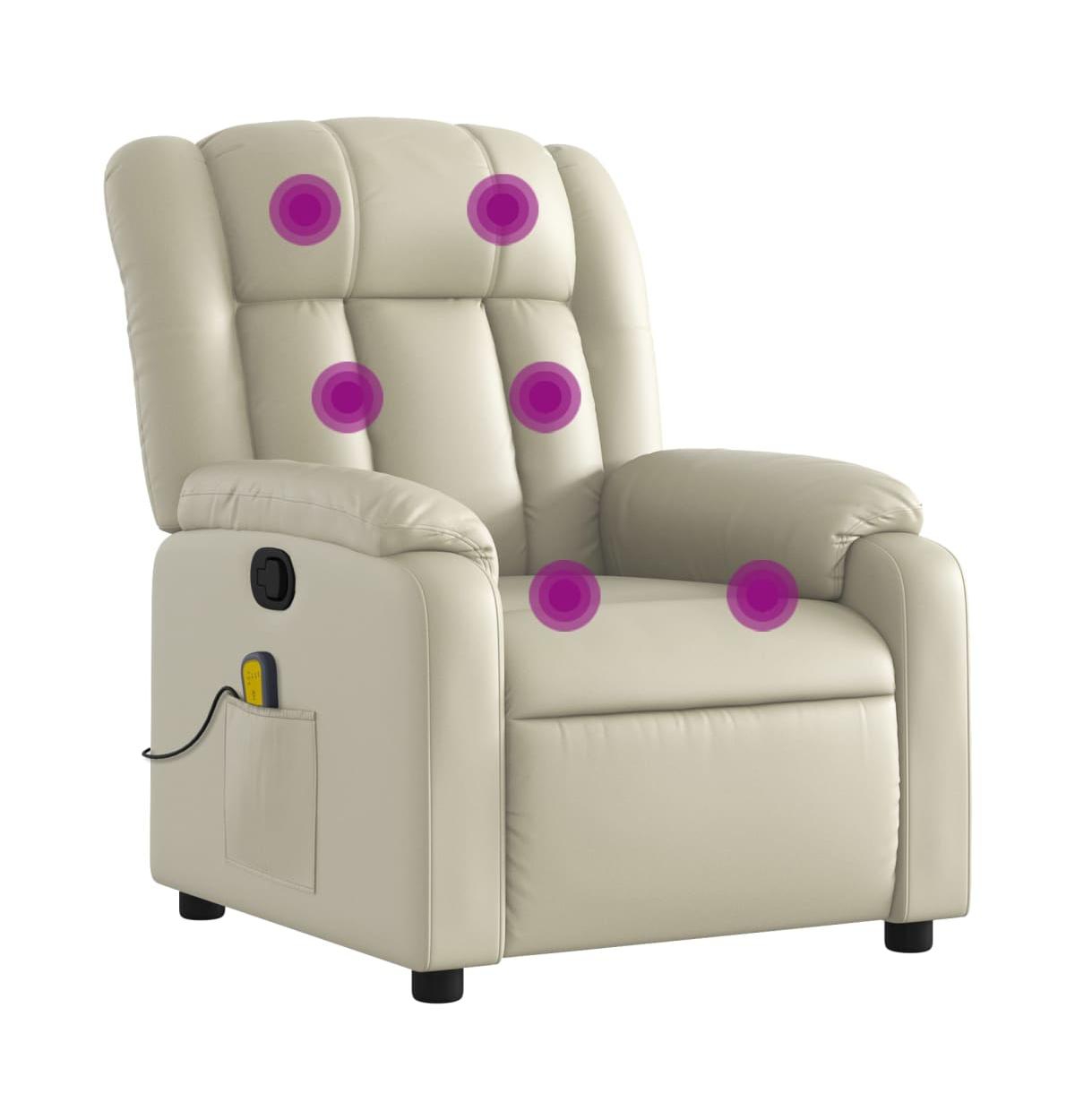 Click here for Massage Recliner Chair Cream Faux Leather - Cream prices