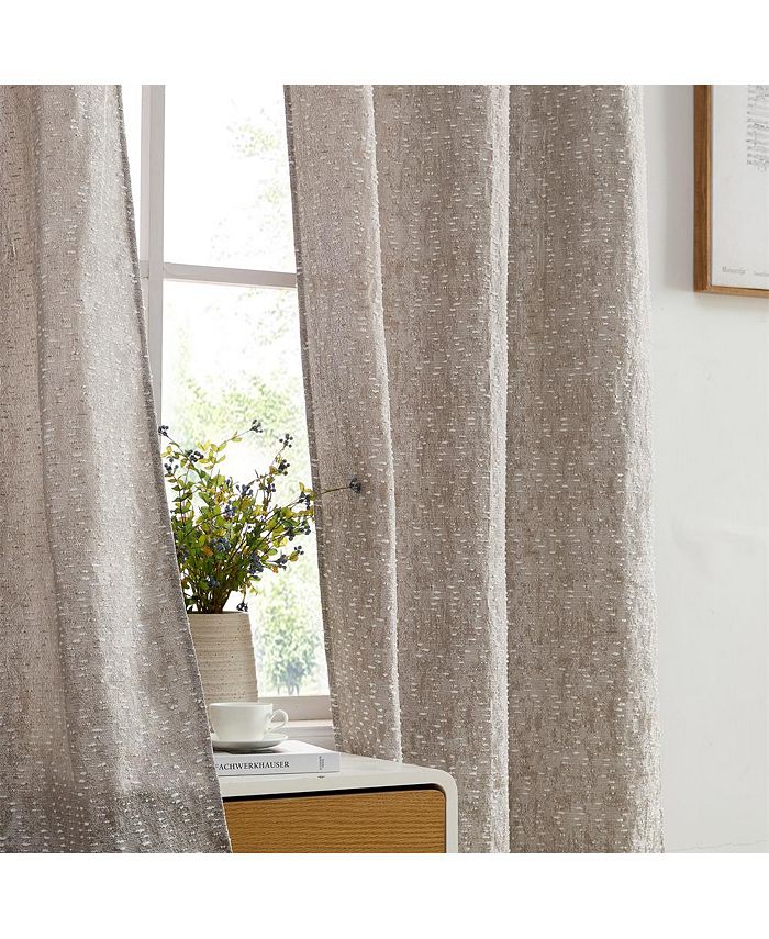 HLC.me Avalon Jacquard Slub Texture - Privacy Curtains with Grommet Lightweight Window Curtain ...