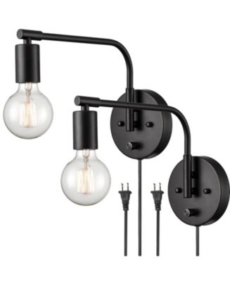 MOOSE Modern Swing Arm Plug-in Black Wall Sconce Set of 2 - Macy's