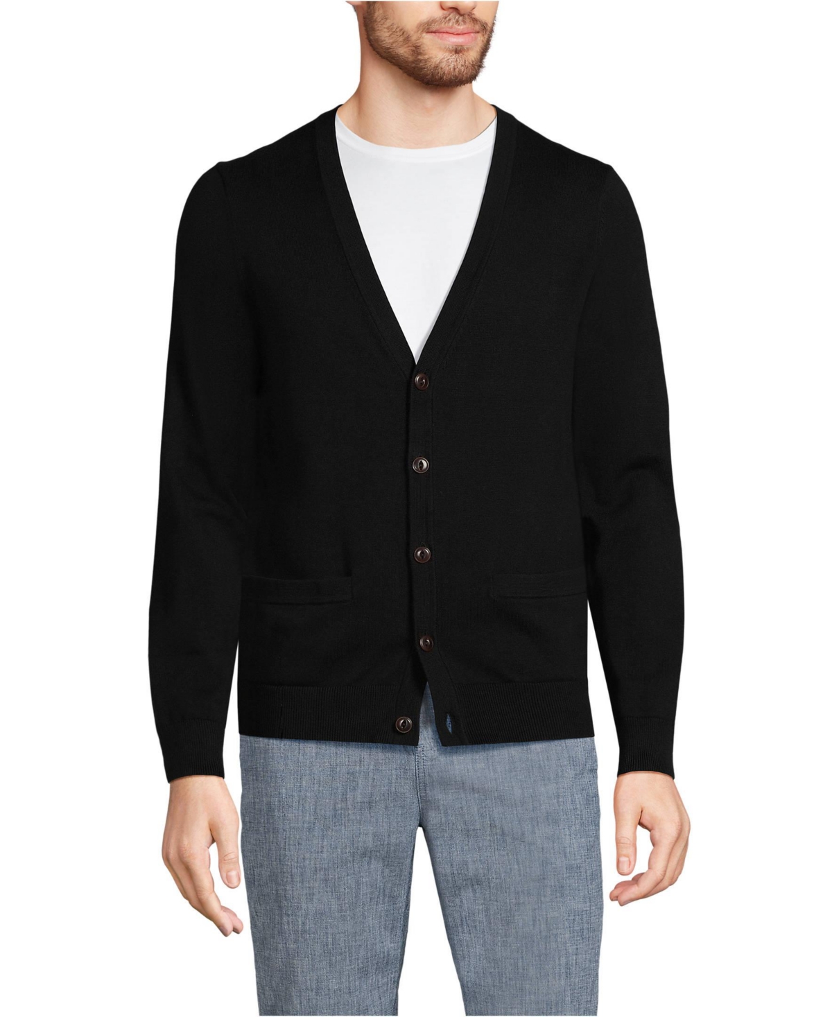 Click here for Lands End Big & Tall Fine Gauge Cotton Cardigan -... prices