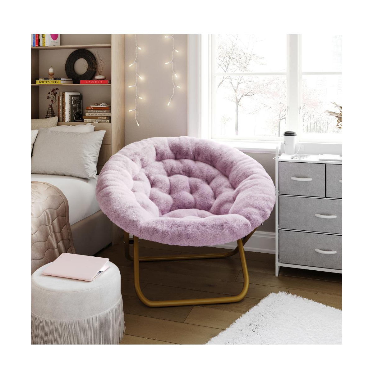 Click here for Ersa Oversize Folding Saucer Chair With Cozy Faux... prices