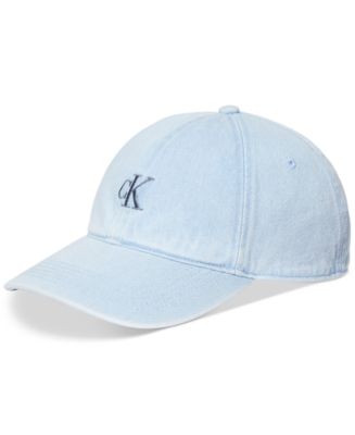 Calvin Klein Men's Embroidered Small Monogram Denim Baseball Cap - Macy's