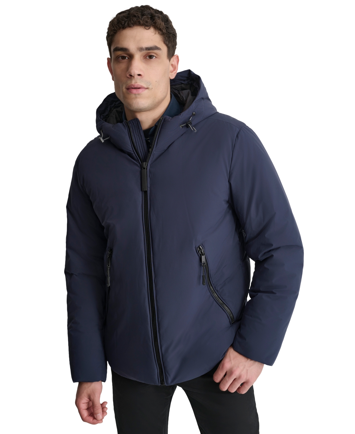 Click here for Dkny Mens Hooded Full-Zip Jacket - Navy prices
