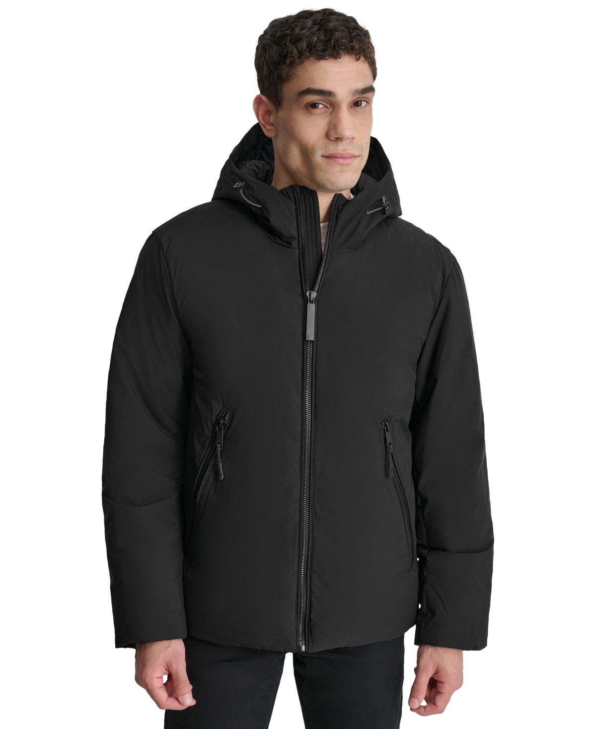 Click here for Dkny Mens Hooded Full-Zip Jacket - Black prices