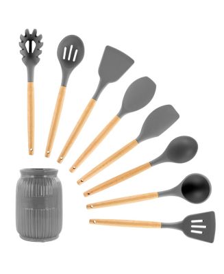 MegaChef Set of 9 Silicone and Wood Cooking Utensils - Macy's
