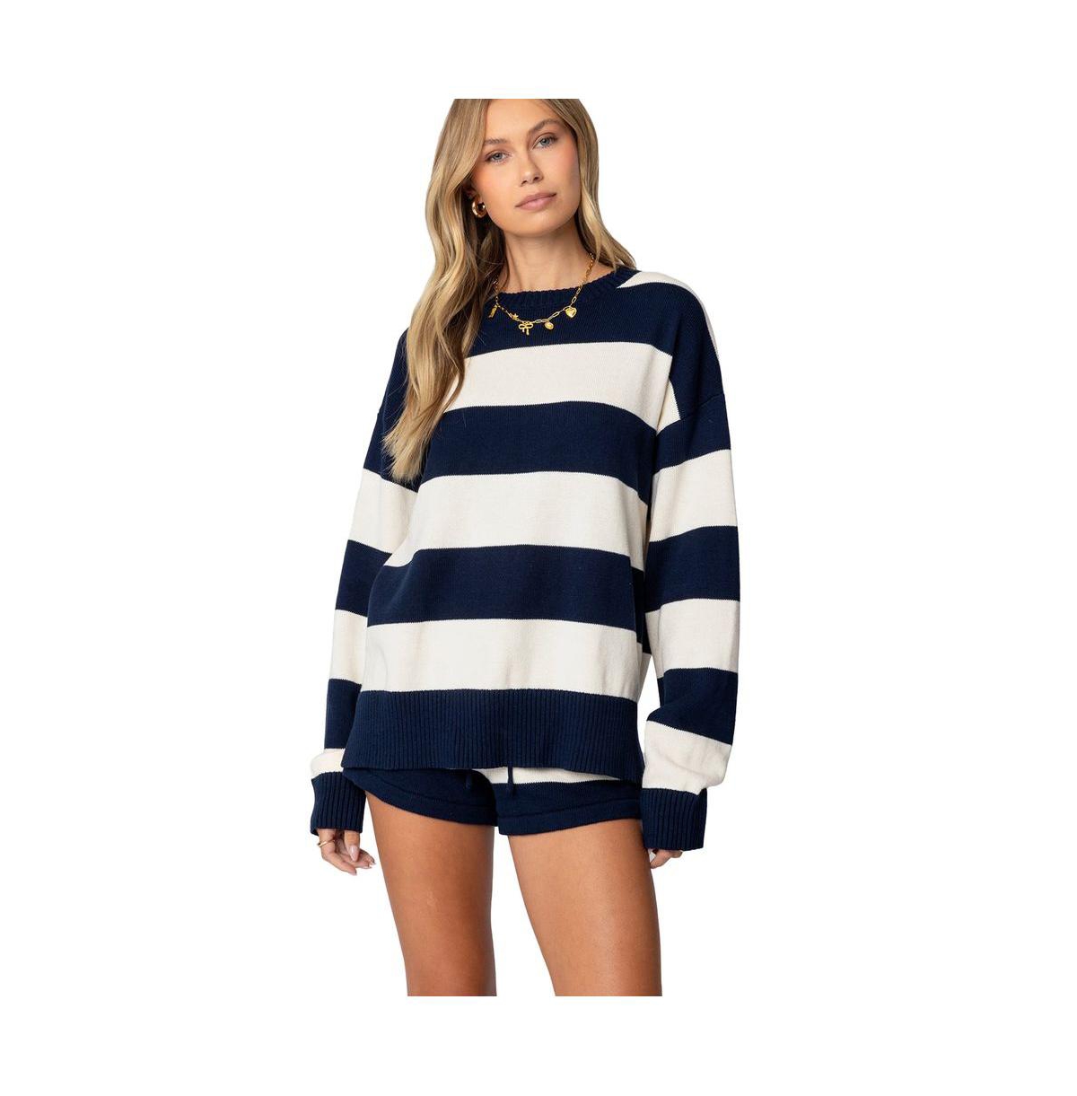 Click here for Edikted Womens Riley Oversized Knit Sweater - Navy... prices