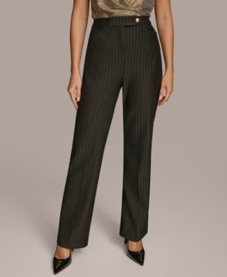 Donna Karan New York Women's Metallic Pinstripe Pants - Macy's