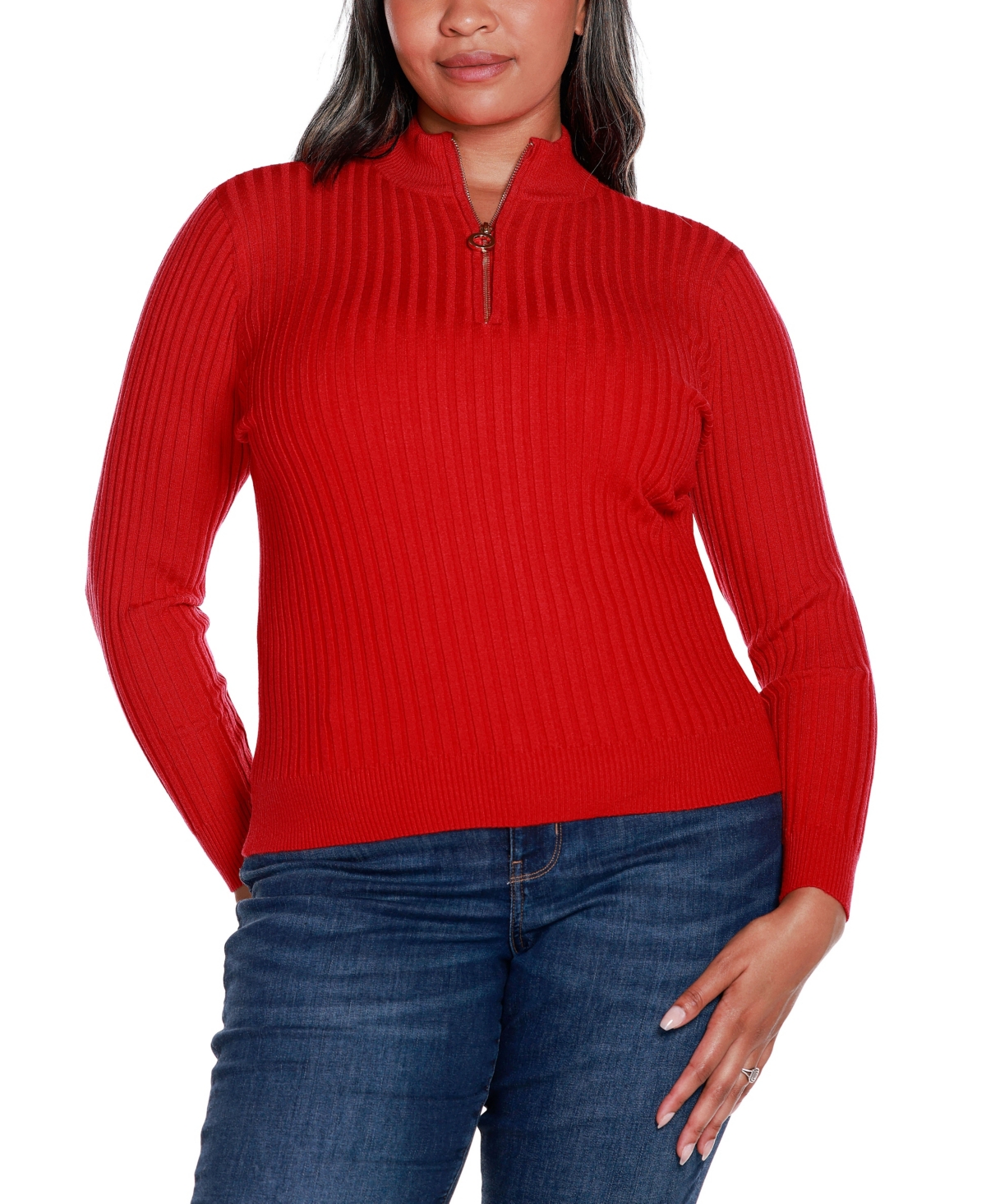 Click here for Belldini Black Label Plus Size Ribbed Mock Neck Ha... prices