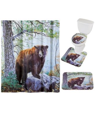 Collections Etc Bear in the Woods Scene 4-Piece Bathroom Set - Macy's