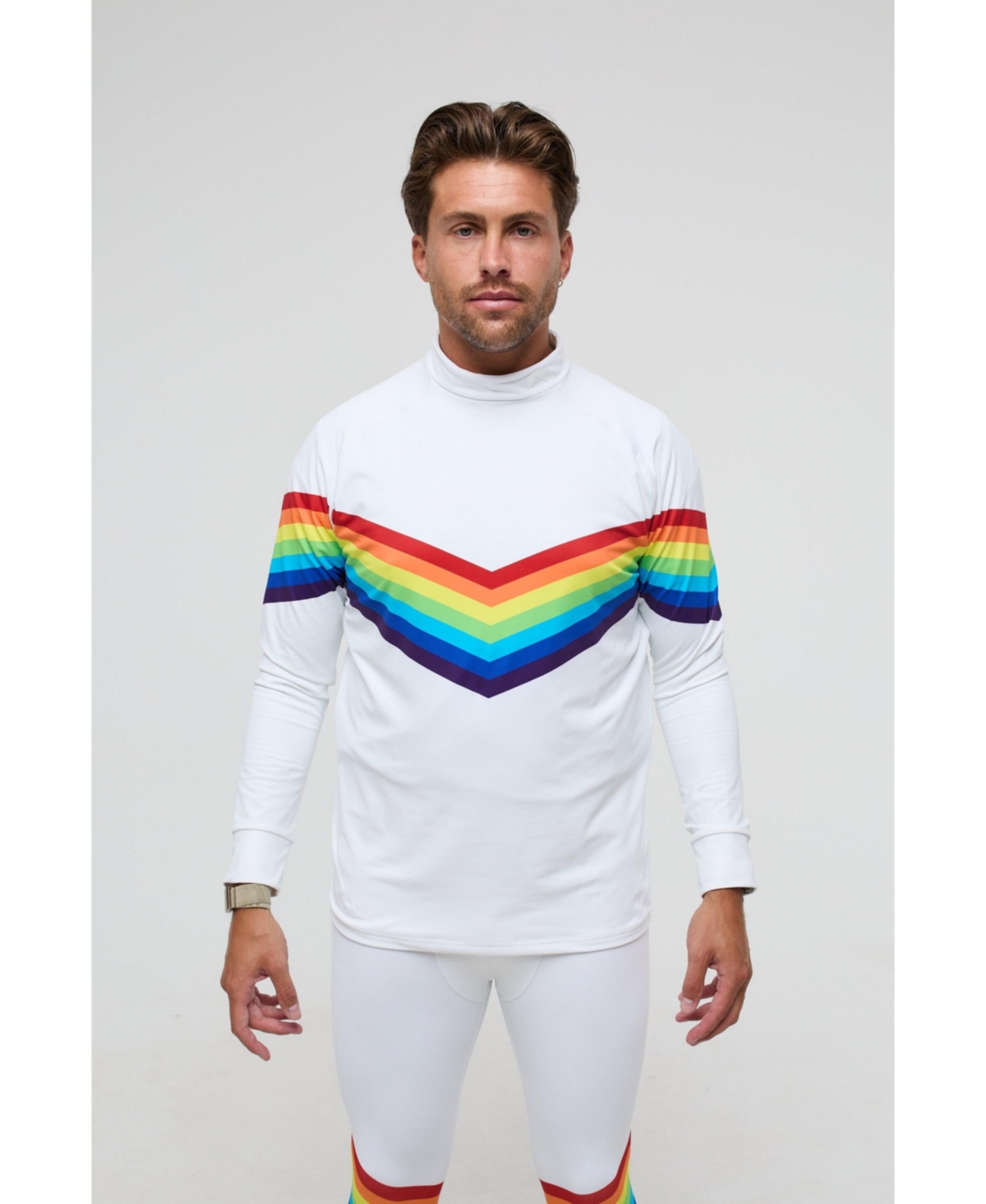 Click here for Oosc Mens Baselayer Top - Rainbow Road - White prices