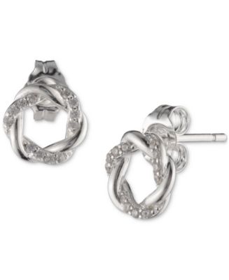 Lauren Ralph Lauren Sterling Silver Pavé Open Knot Stud Earrings - Macy's