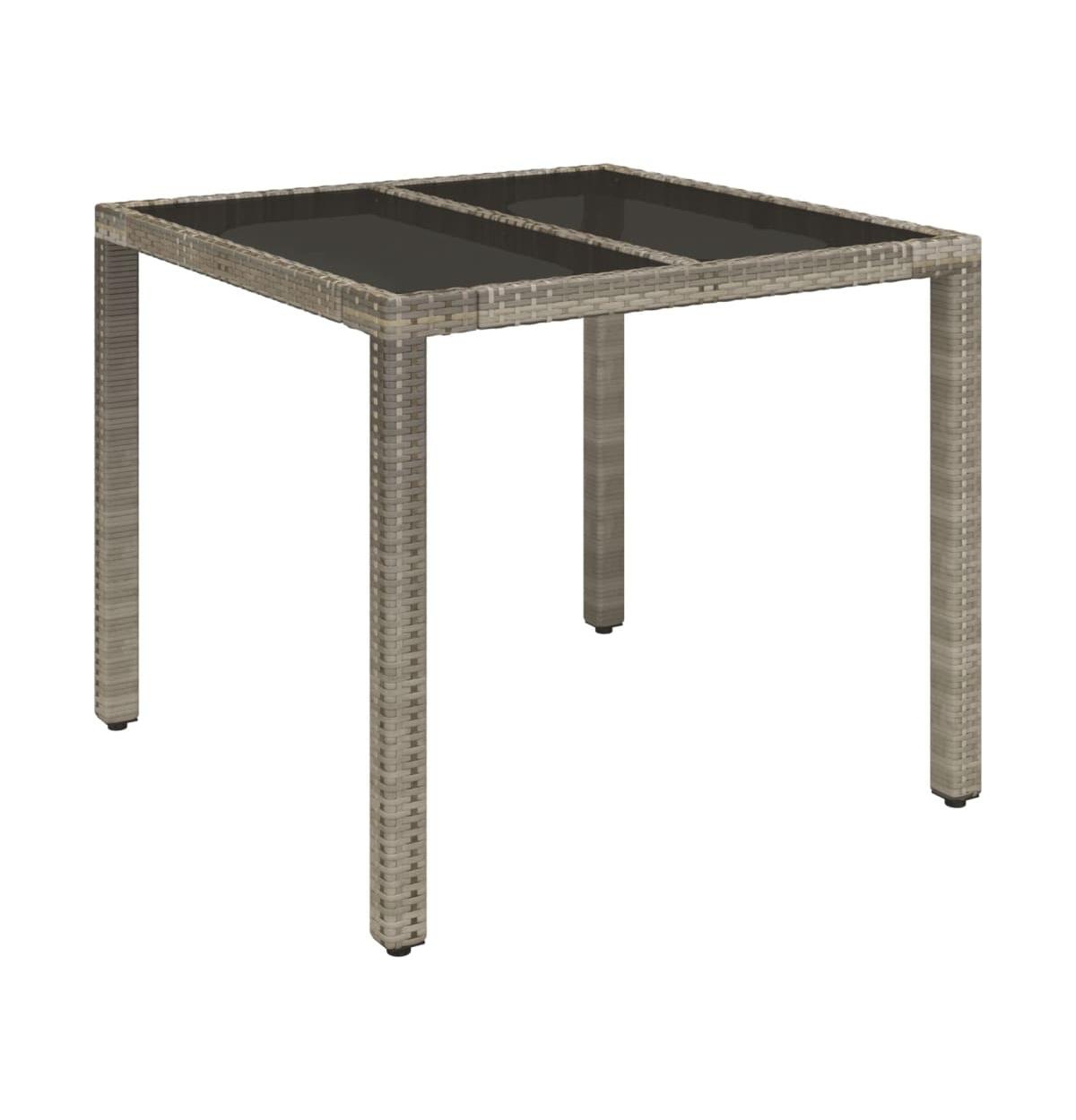 Click here for vidaXL Patio Table with Glass Top Gray 35.4x35.4x2... prices