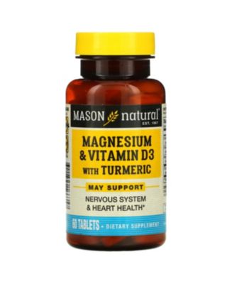 Mason Natural Magnesium & Vitamin D3 with Turmeric - 60 Tablets - Macy's