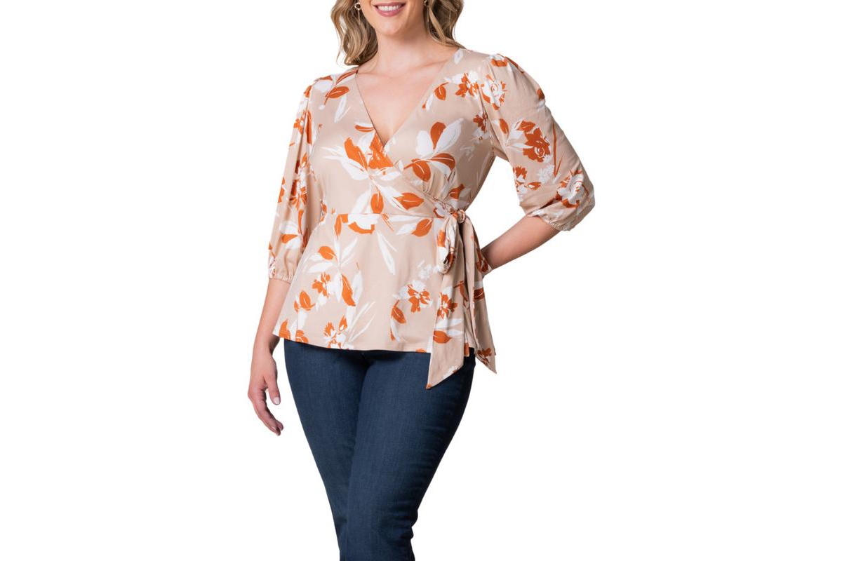 Click here for Womens Plus Size Nina V-Neck Wrap Top - Artful sun... prices