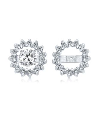 Bling Jewelry Cubic Zirconia CZ Round Removable Pave Halo Earrings ...