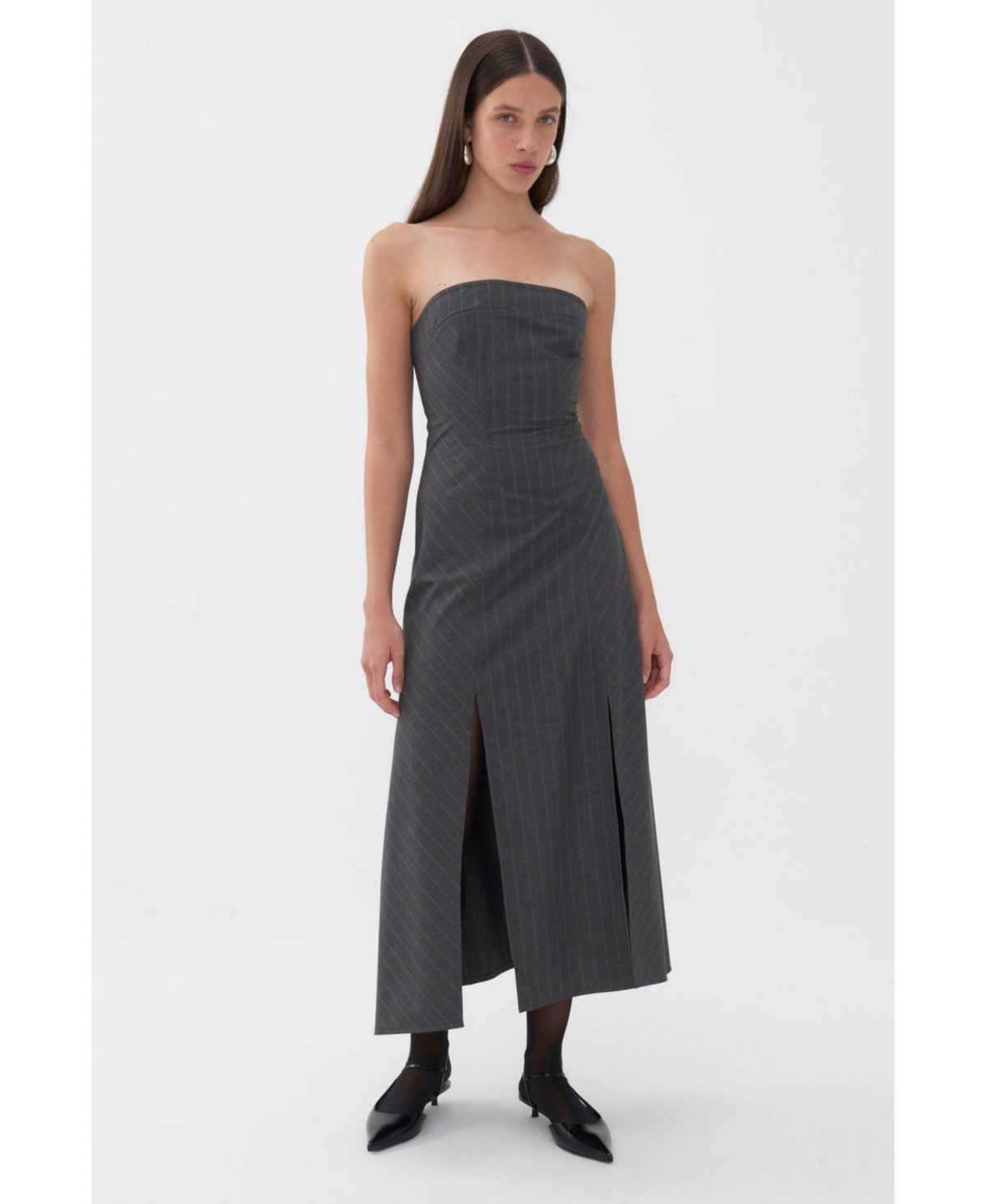 Click here for Nocturne Womens Strapless Maxi Dress - Grey prices