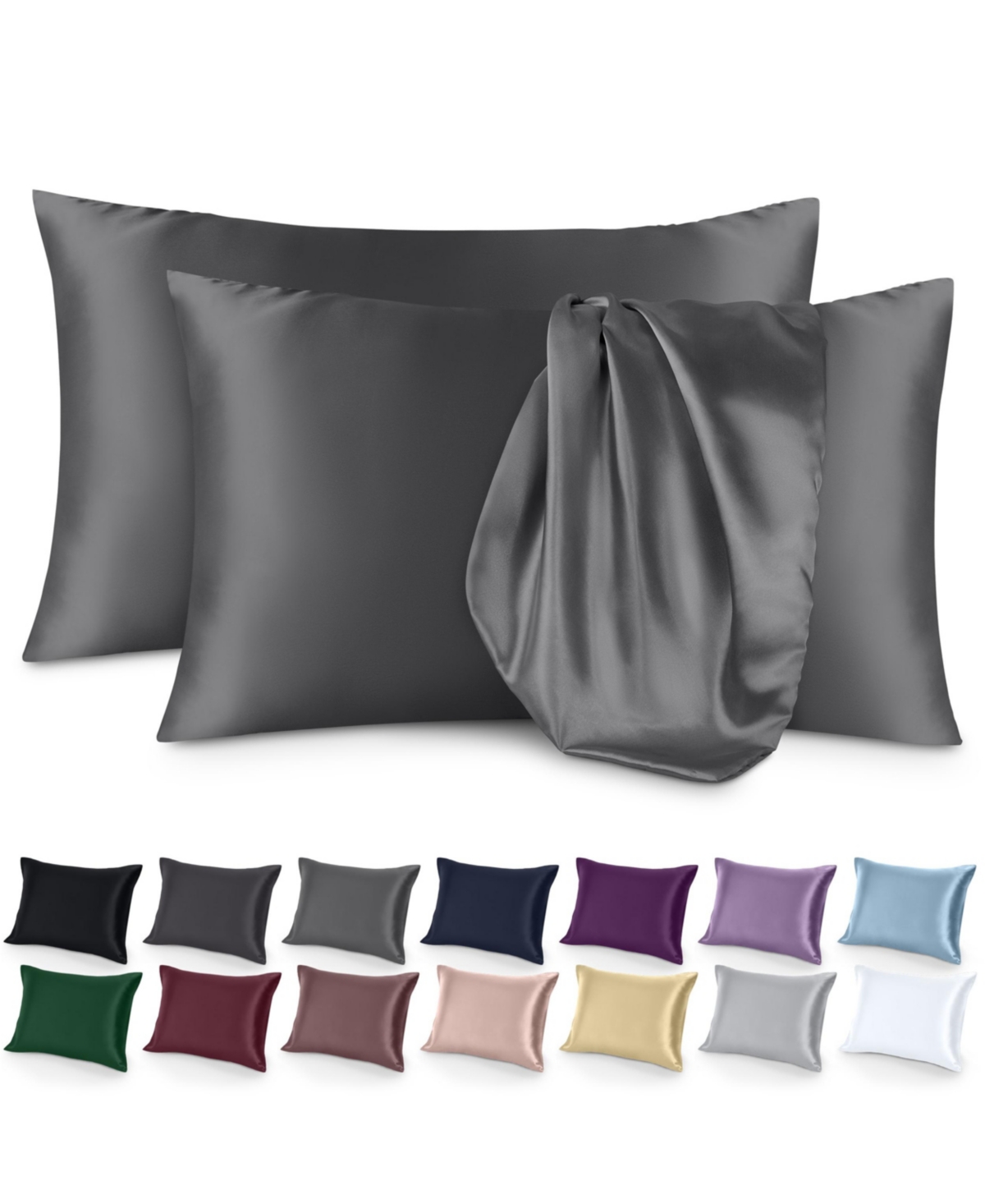 Click here for Satin Zipper Closure Pillowcase Set - Grey prices