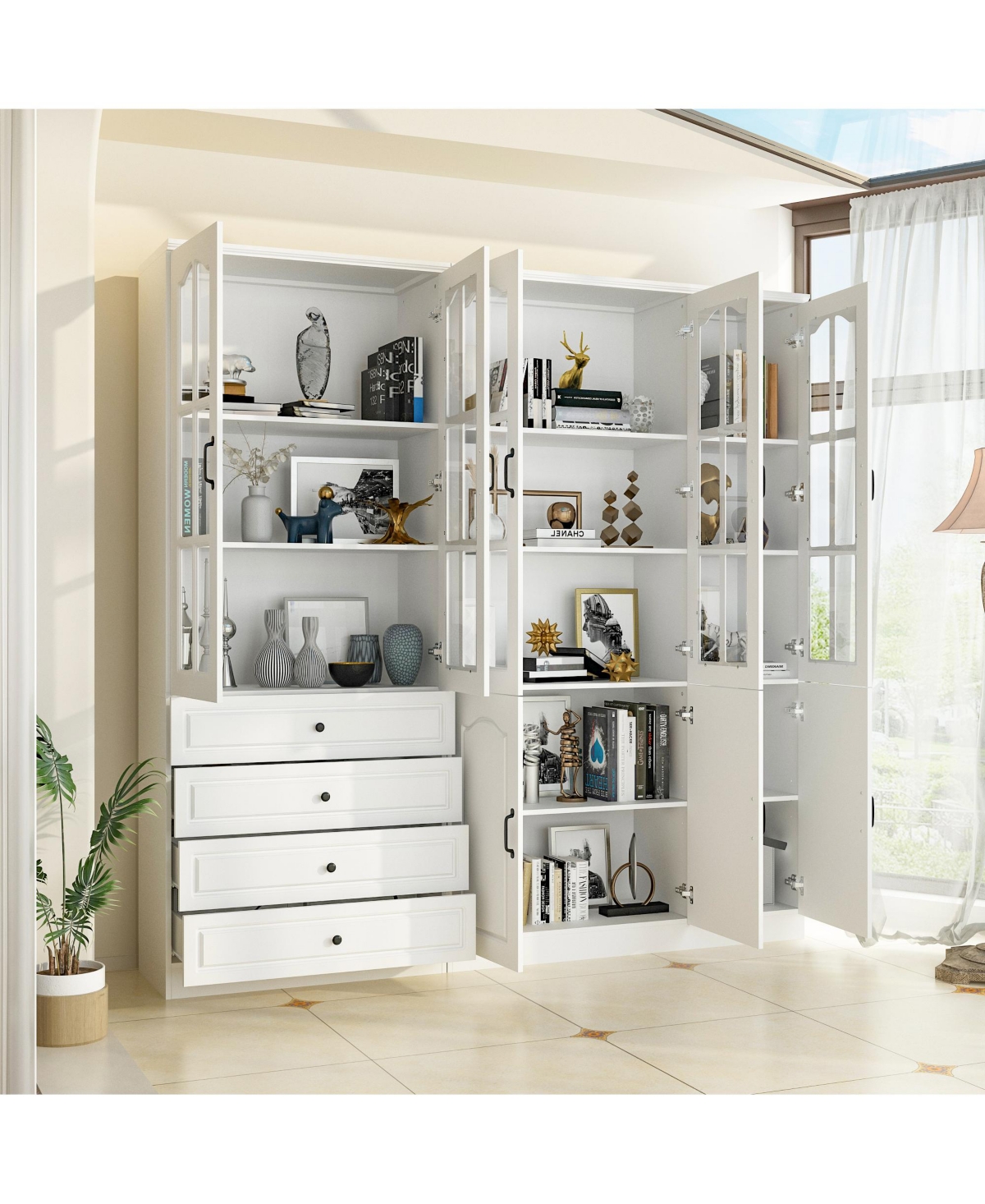 Click here for Famapy 13-Shelf Bookcase with Glass Doors  4-Drawe... prices