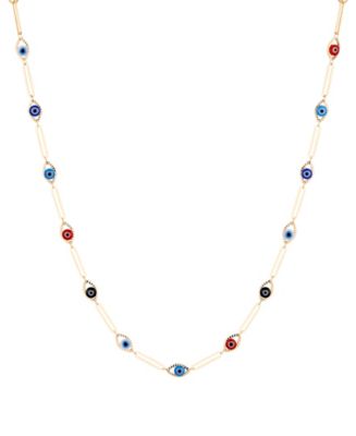 Unwritten Multi Color Evil Eye Paperclip Necklace - Macy's
