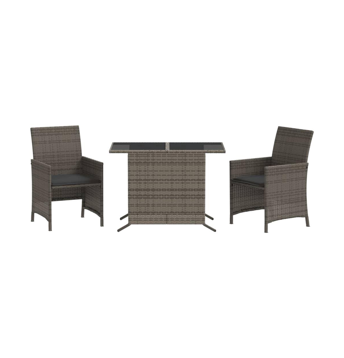 Click here for vidaXL 3 Piece Bistro Set with Cushions Gray Poly... prices