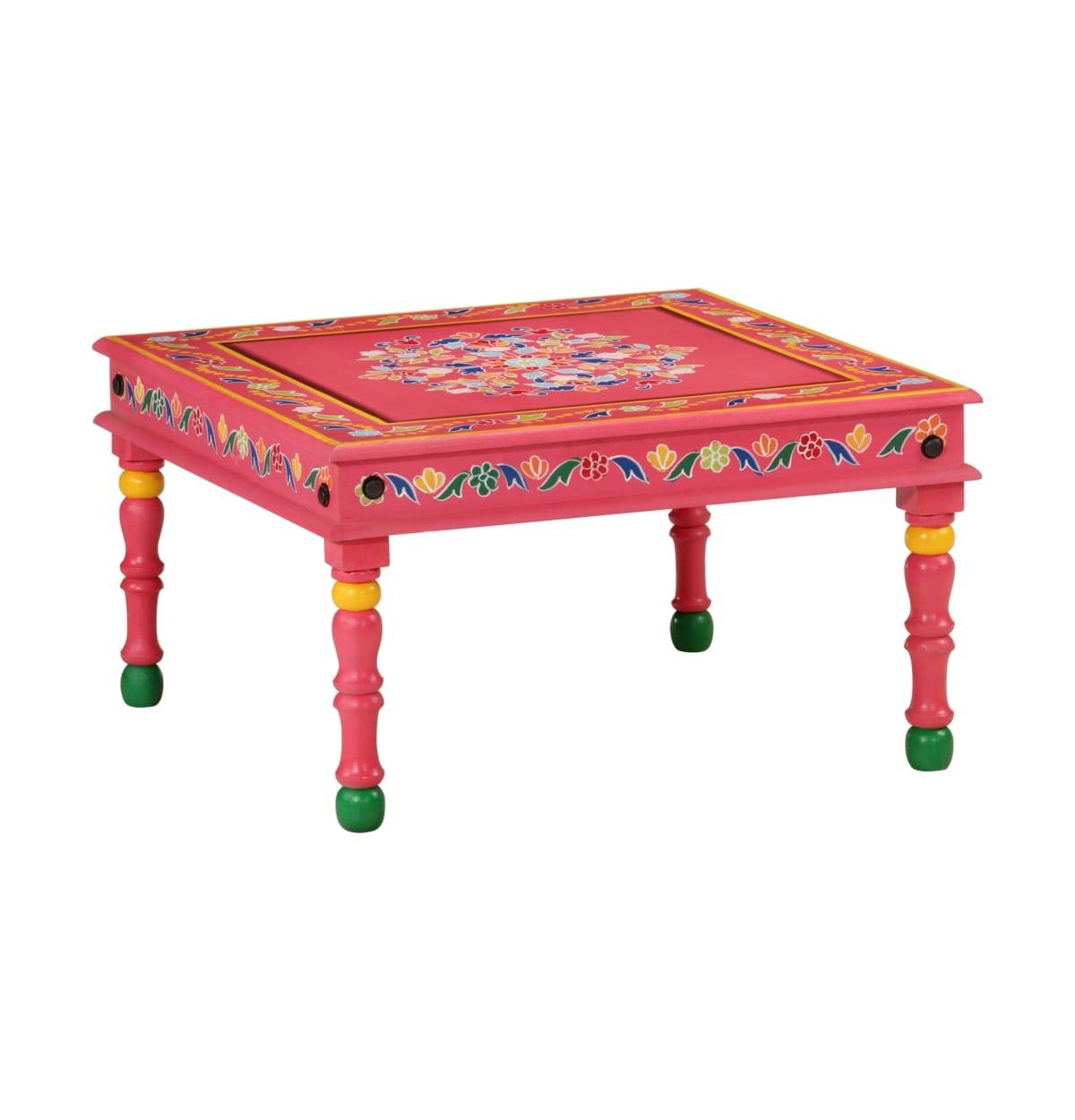 Click here for vidaXL Coffee Table Pink Hand Painted Solid Wood M... prices