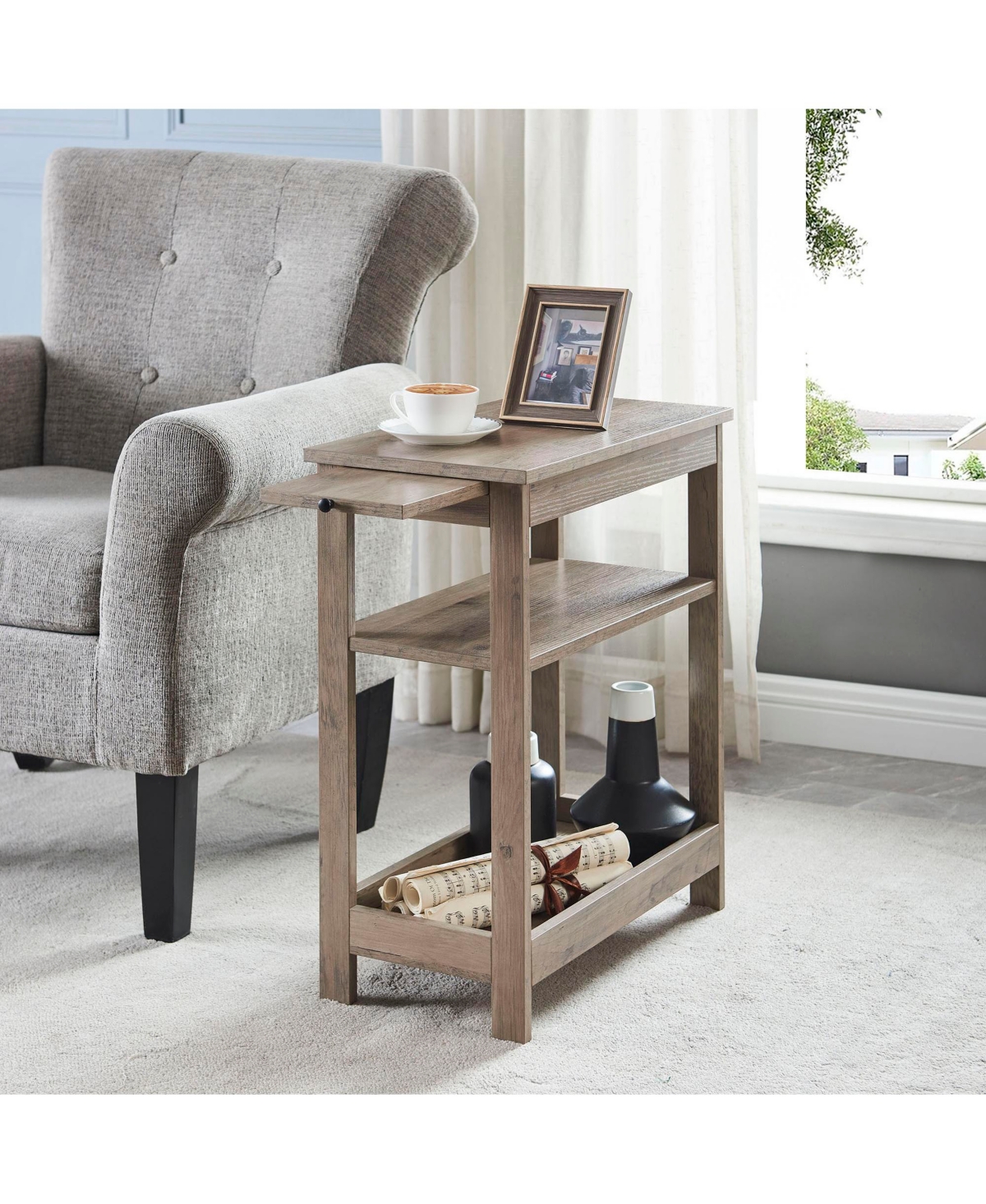 Click here for Kings Brand Furniture Slim Wood Side End Table wit... prices
