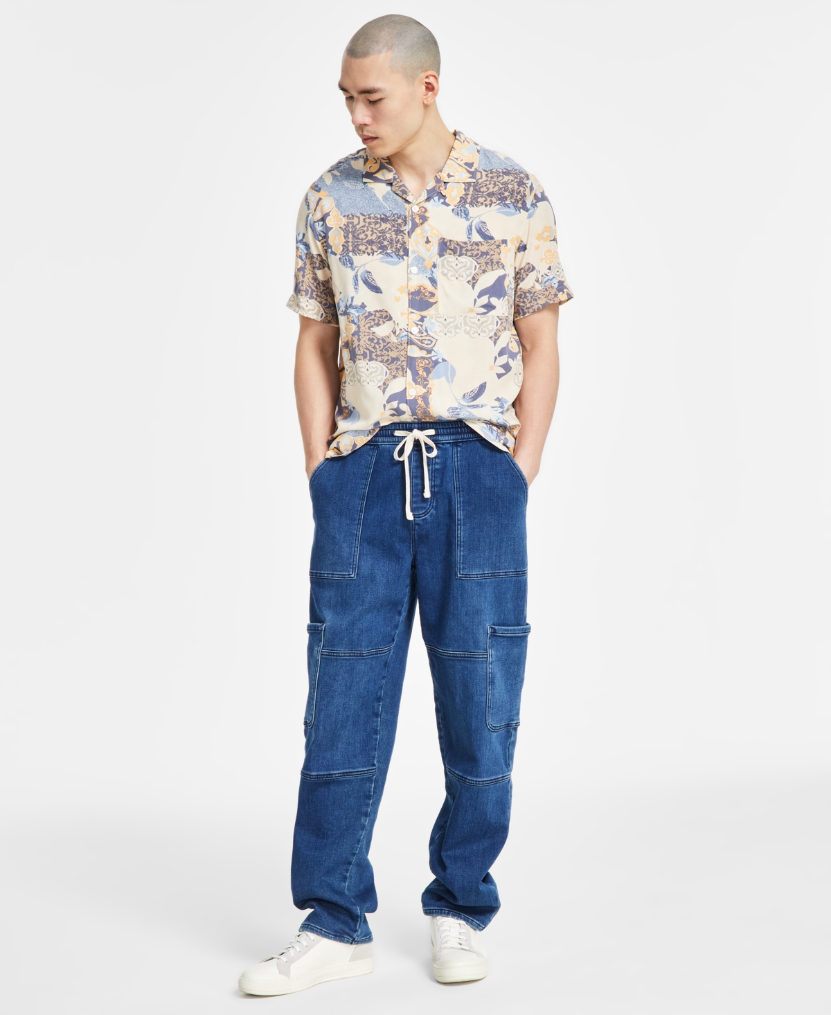 Click here for Sun + Stone Mens Vance Utility Jeans  Exclusively... prices