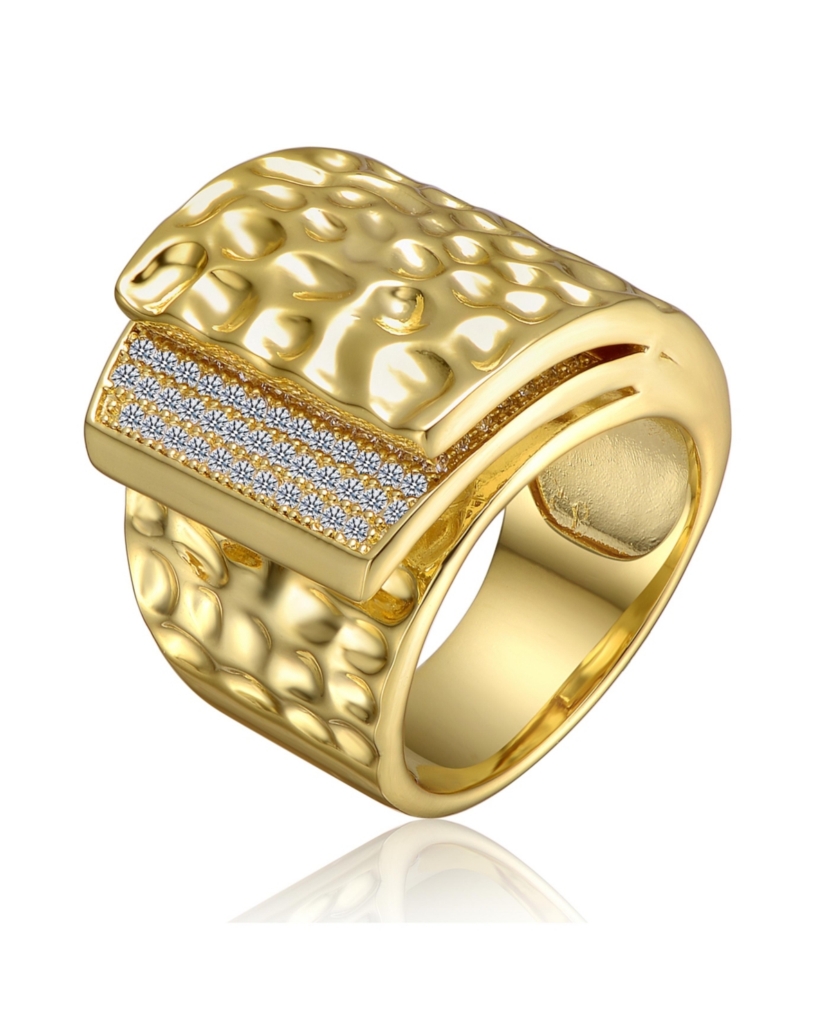 Click here for 14k Gold Plated with Clear Cubic Zirconia Hammered... prices