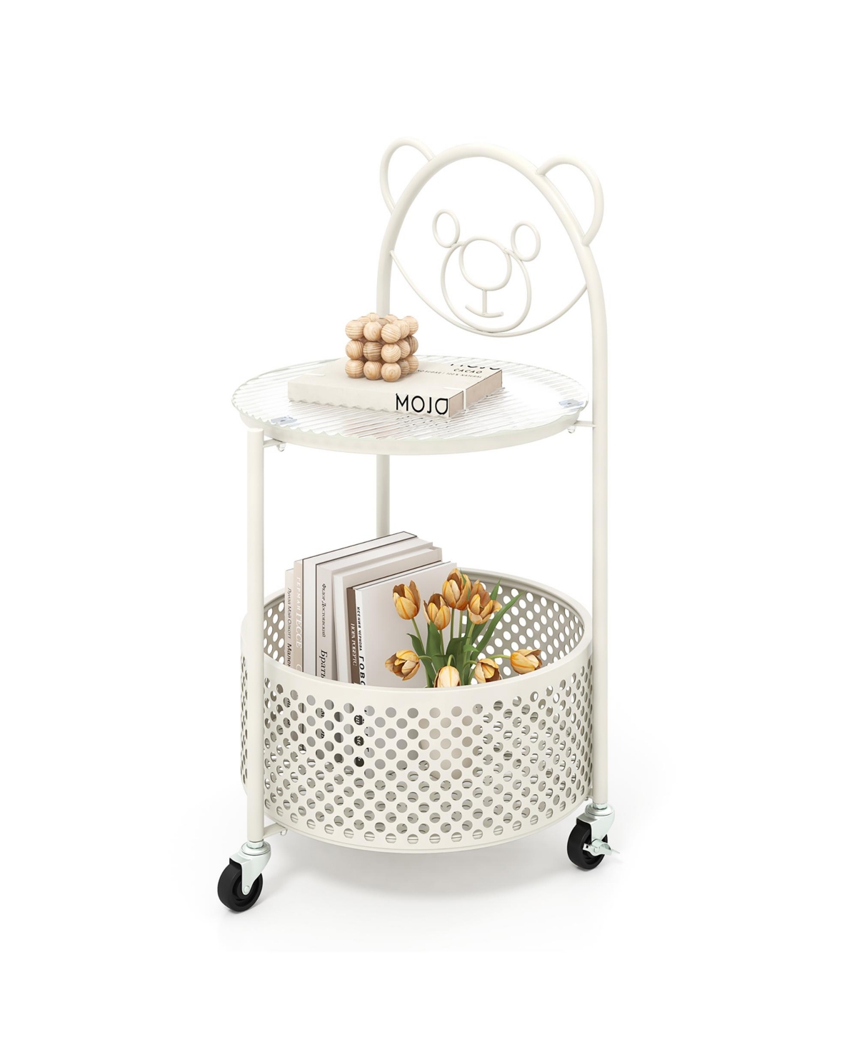 Click here for Gymax 2-Tier Mobile Glass Coffee Table w/ Bear Pat... prices