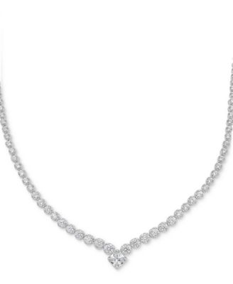 Diamond Princess & Round 18" Collar Necklace (3 1/2 ct. t.w.) in 14K ...