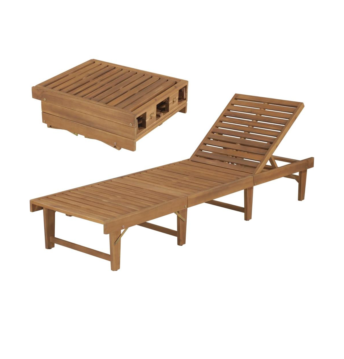 Click here for vidaXL Folding Sun Lounger Solid Acacia Wood - Bro... prices