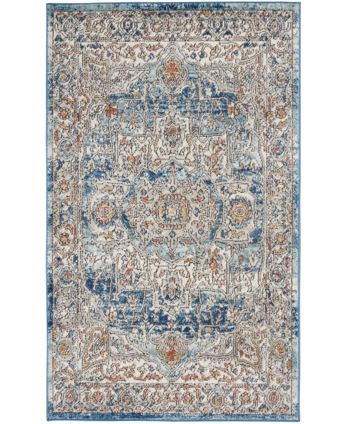 Click here for Nourison Home Quarry QUA11 3x5 Area Rug - Ivory/Bl... prices
