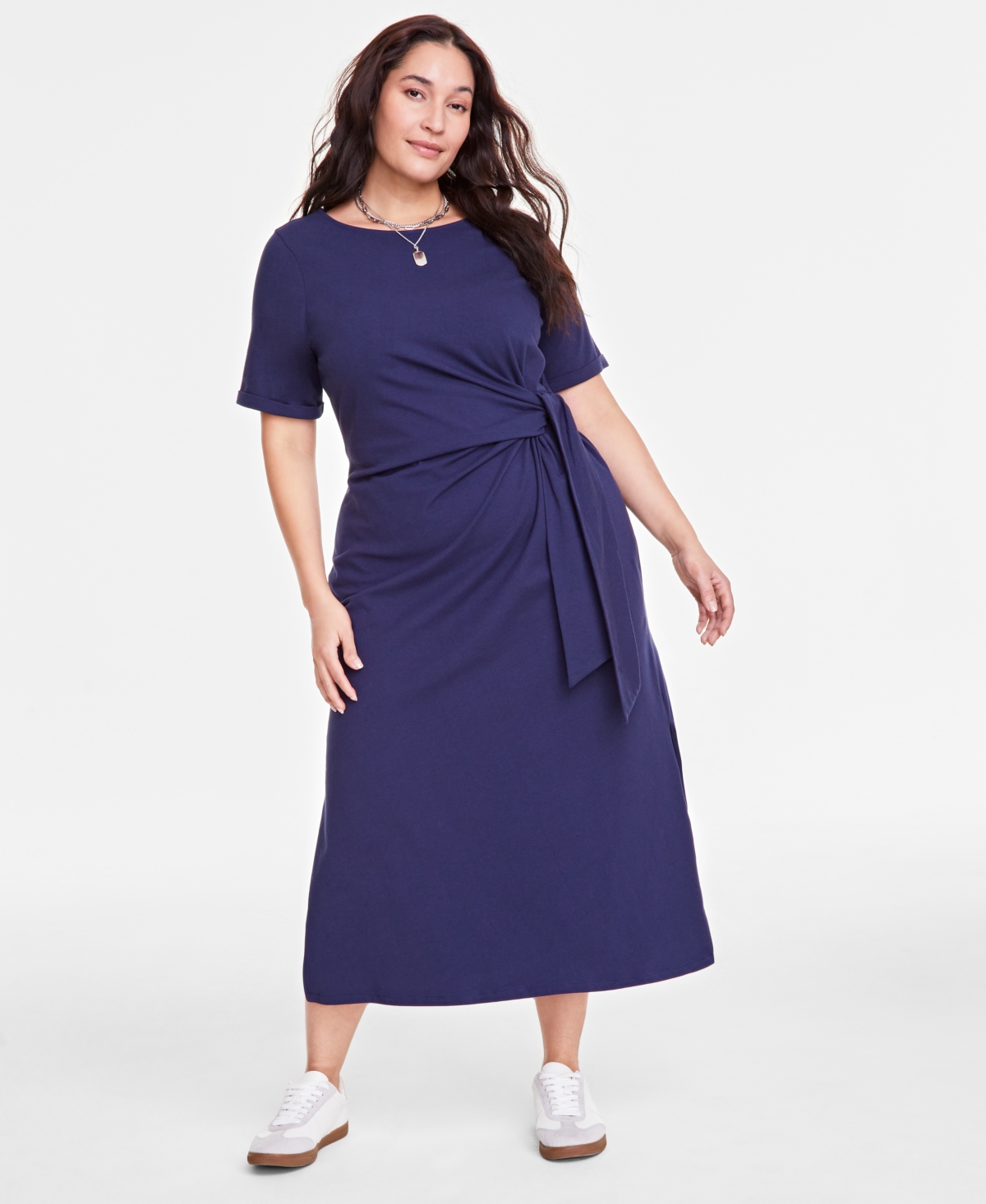 Click here for On 34th Trendy Plus Size Side-Tie Knit Midi Dress... prices