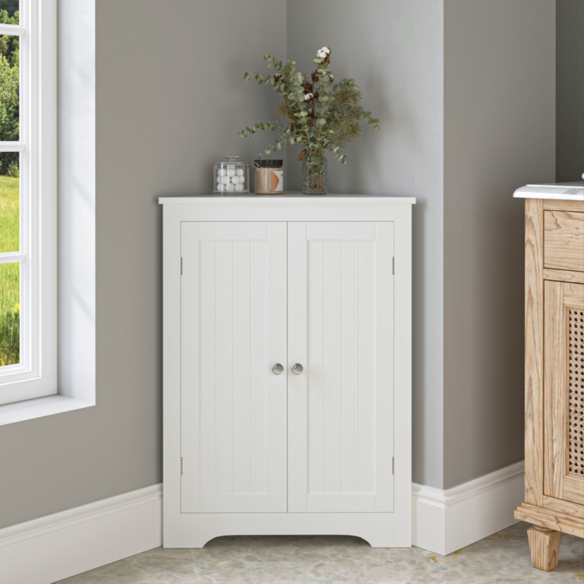Click here for Floor Corner Cabinet with 2 Doors and Adjustable S... prices