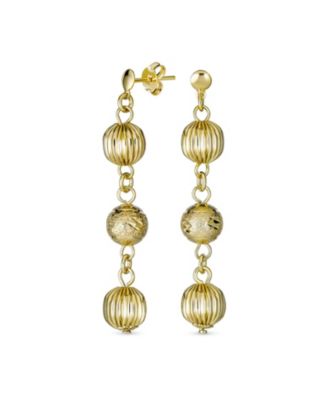 Bling Jewelry Multi Spheres Linear Dangle Ball Earrings Gold Plated 6MM ...
