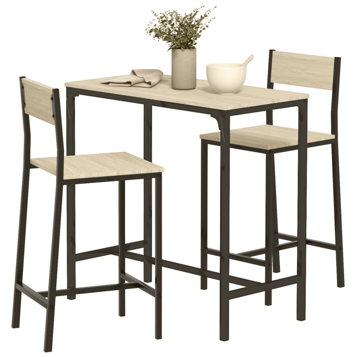 Click here for 3 Piece Bar Table and Chairs  Industrial Dining Ta... prices